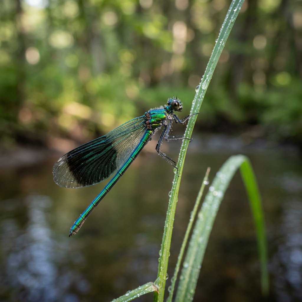Sparkling Jewelwing (Calopteryx Dimidiata) Insect Identification Guide ...