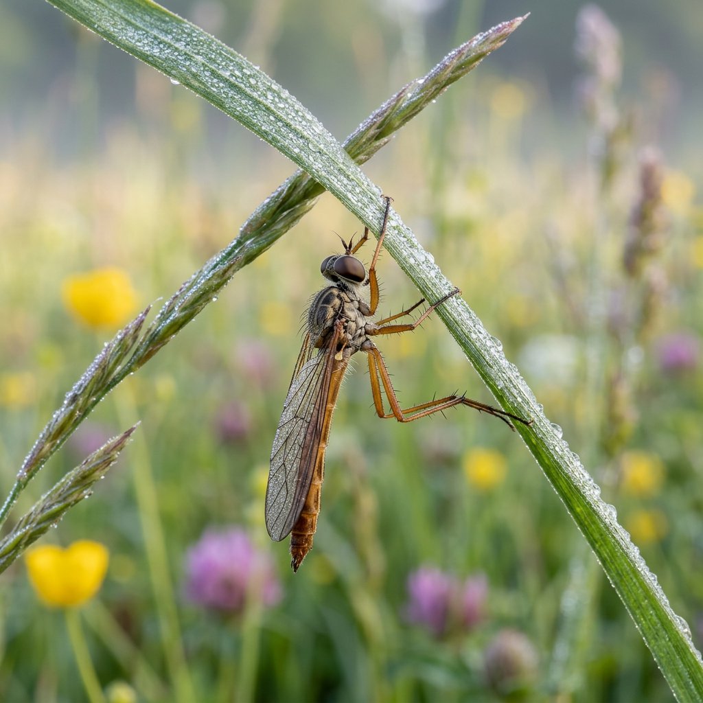Slender Striped Robberfly (Leptogaster Cylindrica) Insect ...