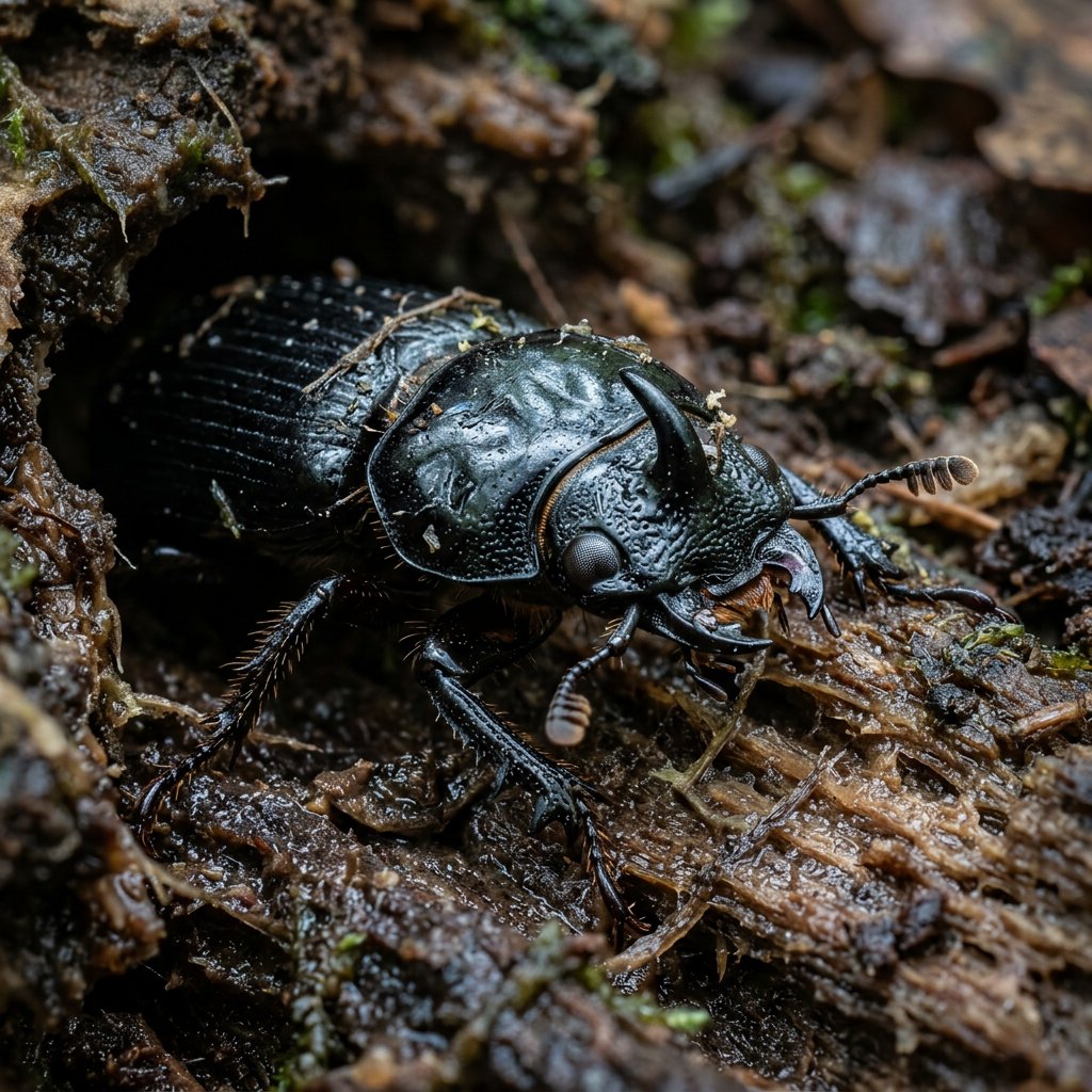 Horned Passalus Beetle (Odontotaenius Disjunctus) Insect Identification ...