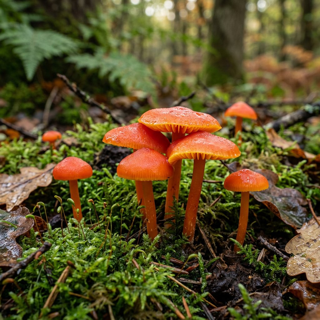Vermilion Waxcap (Hygrocybe Miniata) Identification & Edibility - Plantiary