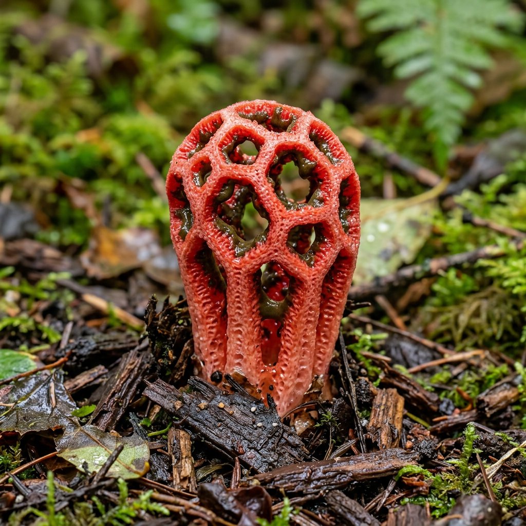 Lantern Stinkhorn (Lysurus Mokusin) Identification & Edibility - Plantiary