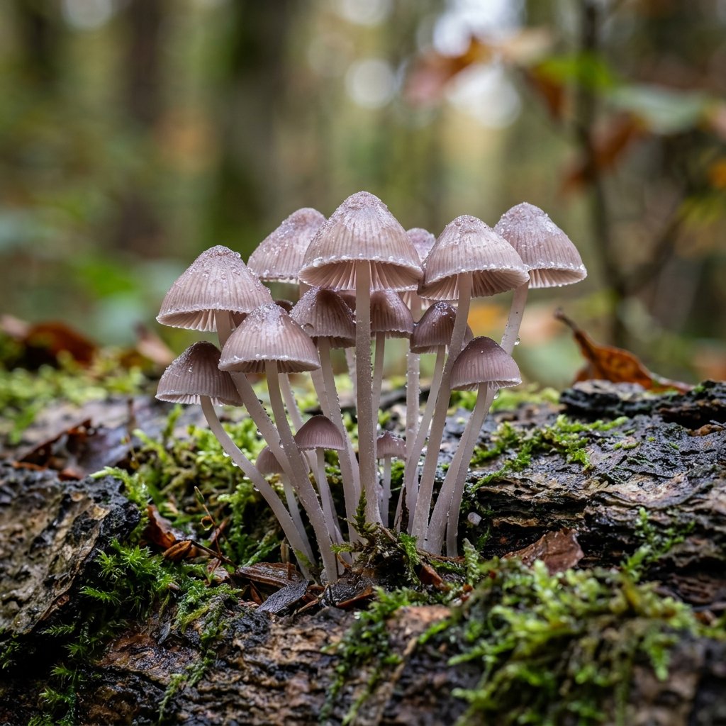 Angel's Bonnet (Mycena Arcangeliana) Identification & Edibility - Plantiary
