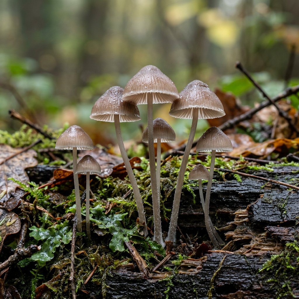 Iodine Bonnet (Mycena Filopes) Mushroom Identification, Habitat & Uses