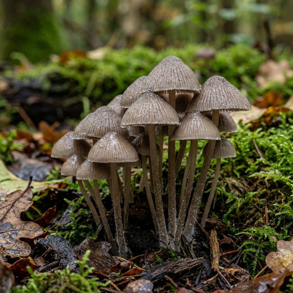 Grooved Bonnet (Mycena Polygramma) Identification & Edibility - Plantiary