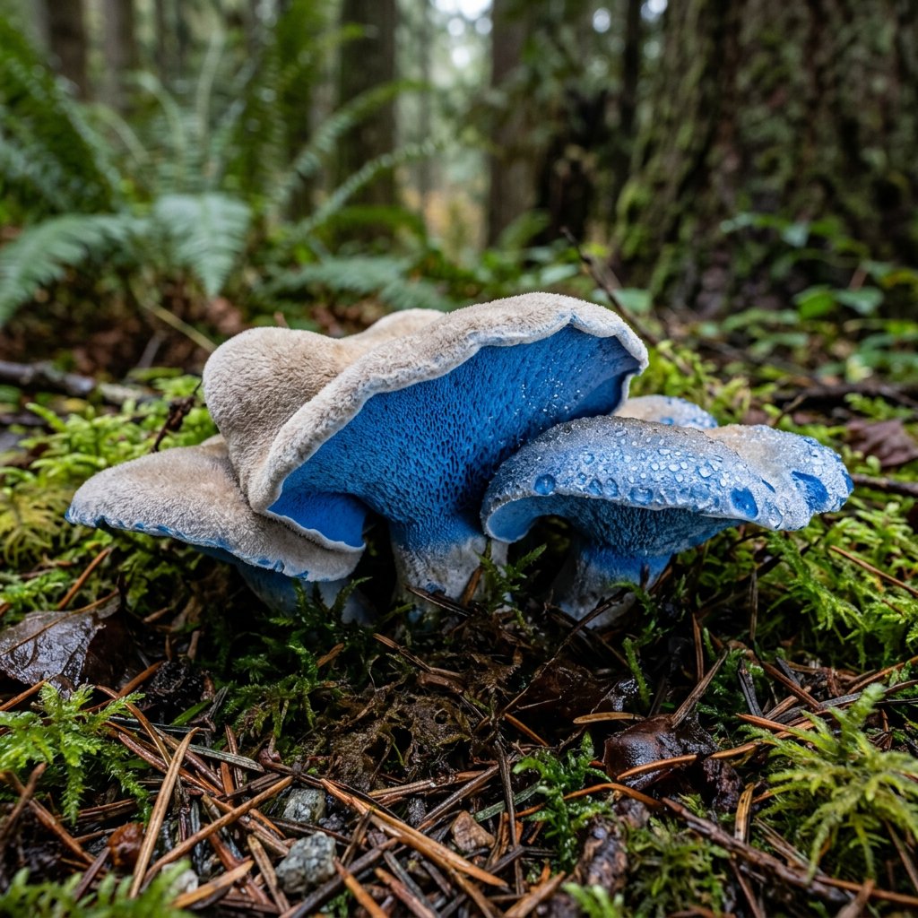 Blue Polypore (Neoalbatrellus Caeruleoporus) Mushroom Identification ...
