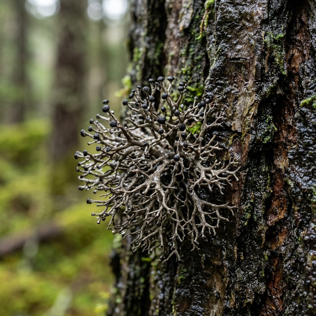 Globe Ball Lichen (Sphaerophorus Globosus) Identification & Edibility ...